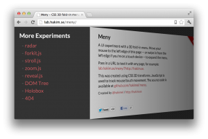 Meny — An experimental CSS 3D fold-in menu – Bram.us