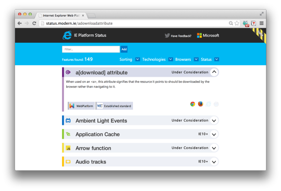 Internet Explorer Platform Status – Bram.us