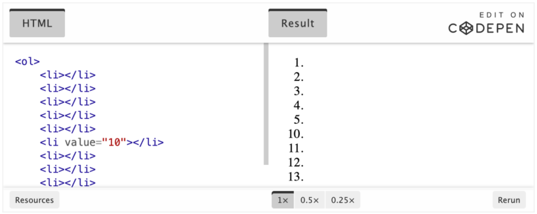 ‘s start and reversed attributes (and more) – Bram.us