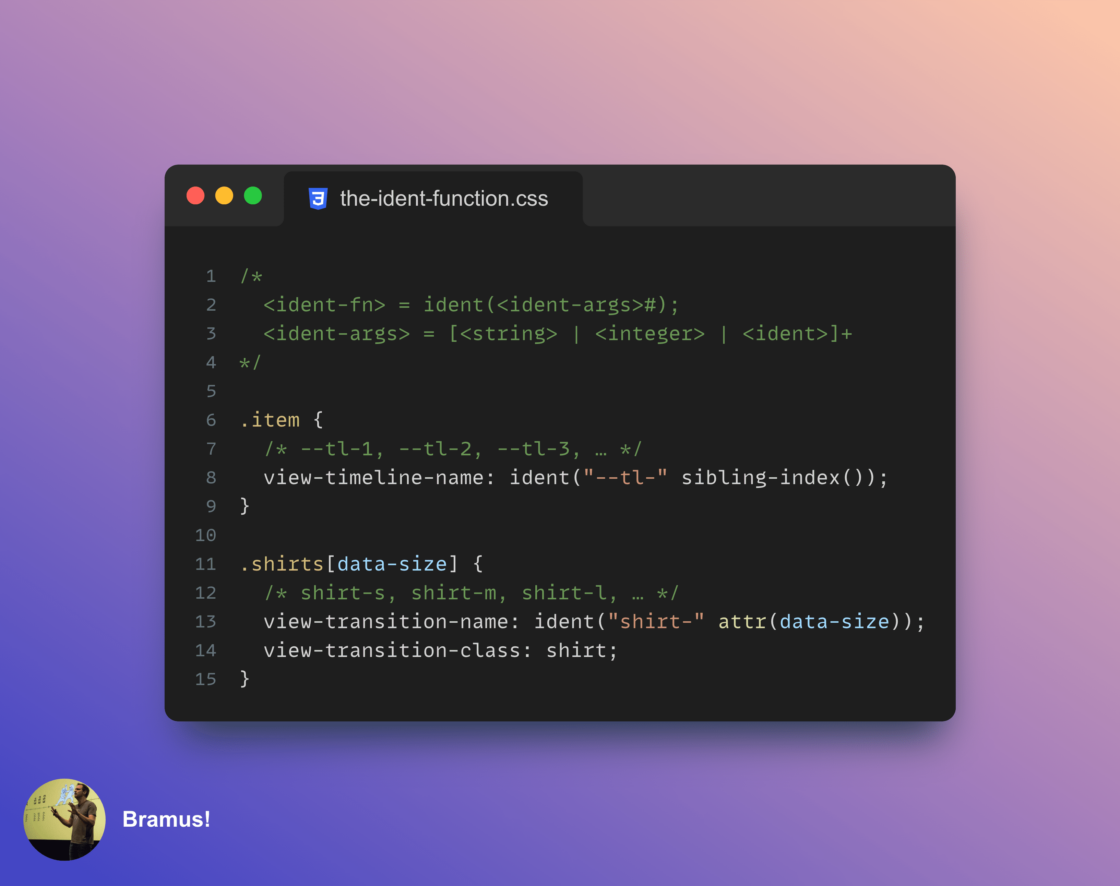 The Future of CSS: Construct and values with ident() – Bram.us