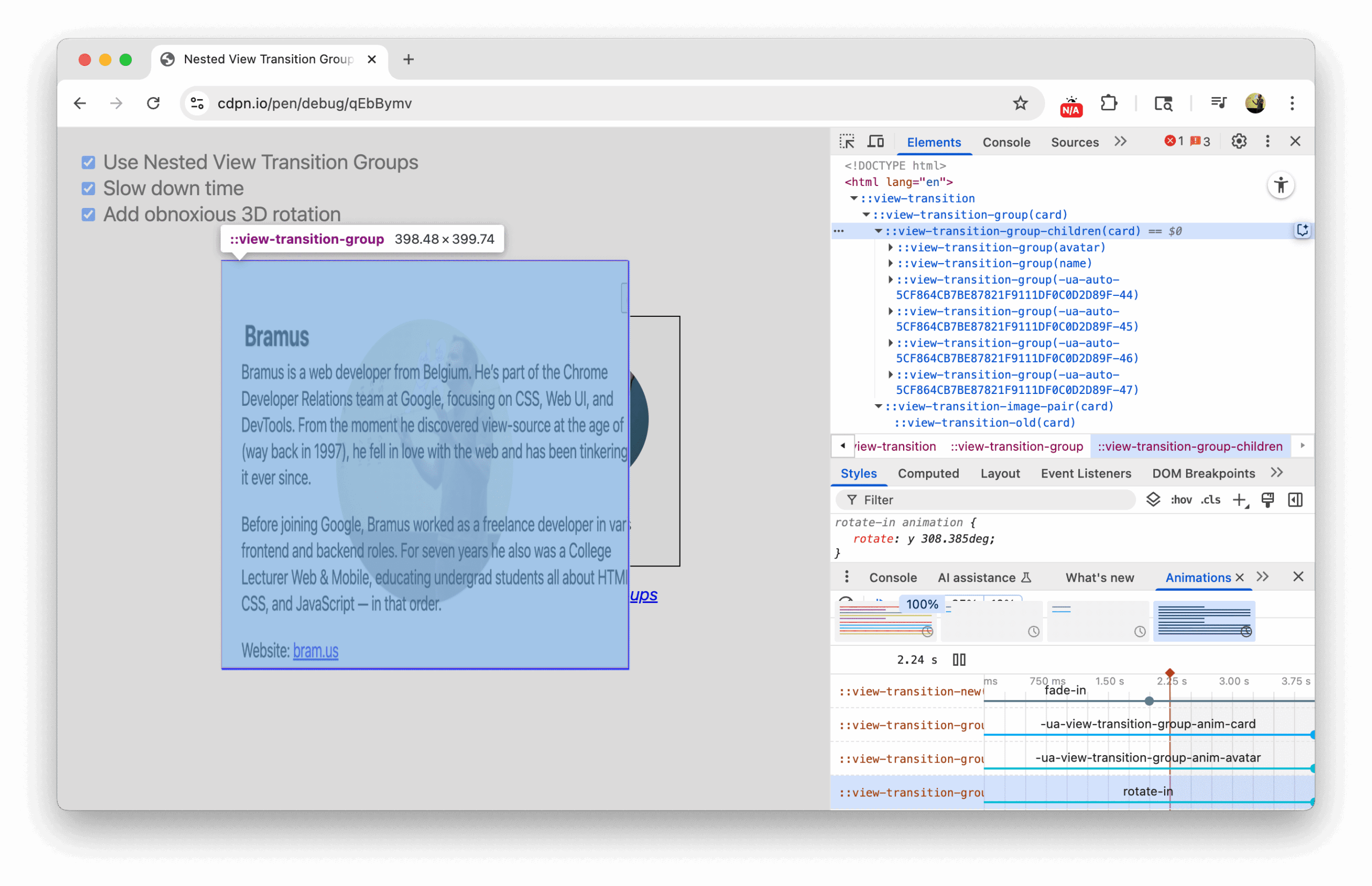 Prevent clipping issues (and more) in View Transitions by using Nested View Transition Groups ...